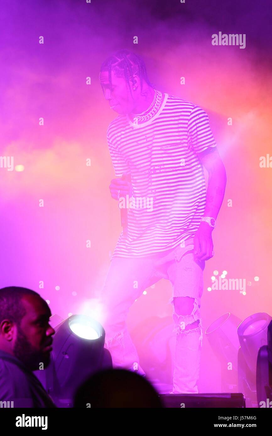 Travis Scott seen performing at Coachella Weekend 1 Day 1 Featuring ...