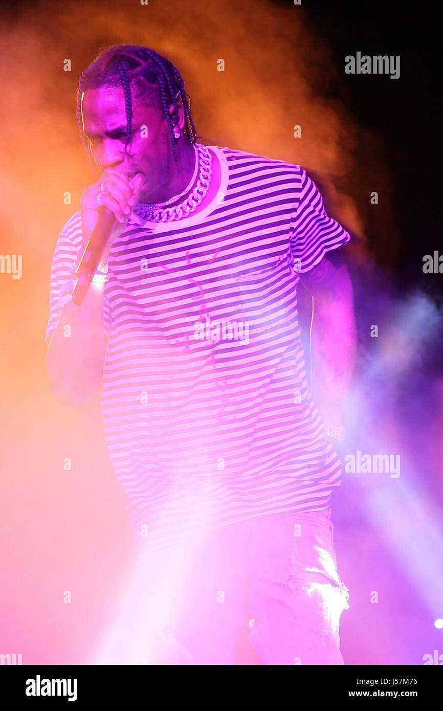 Travis Scott seen performing at Coachella Weekend 1 Day 1 Featuring ...
