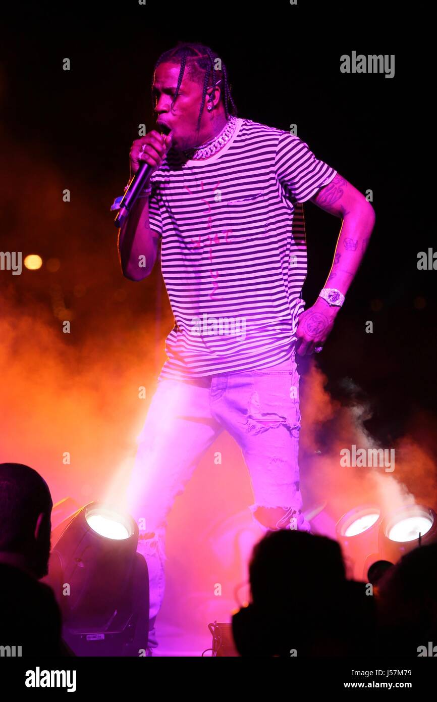 Travis Scott seen performing at Coachella Weekend 1 Day 1 Featuring ...