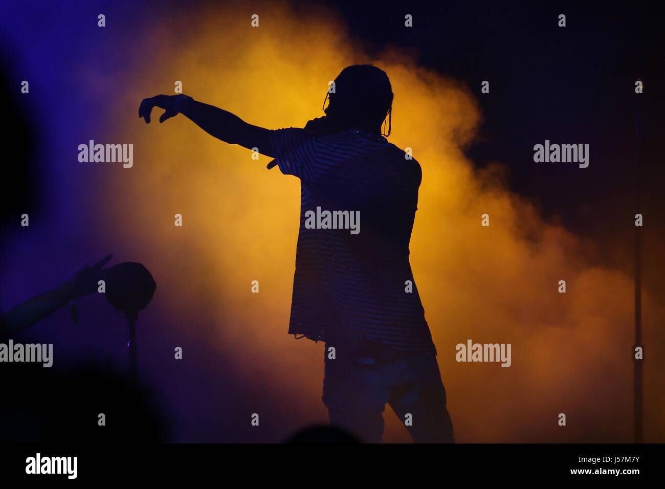 Travis Scott seen performing at Coachella Weekend 1 Day 1 Featuring ...
