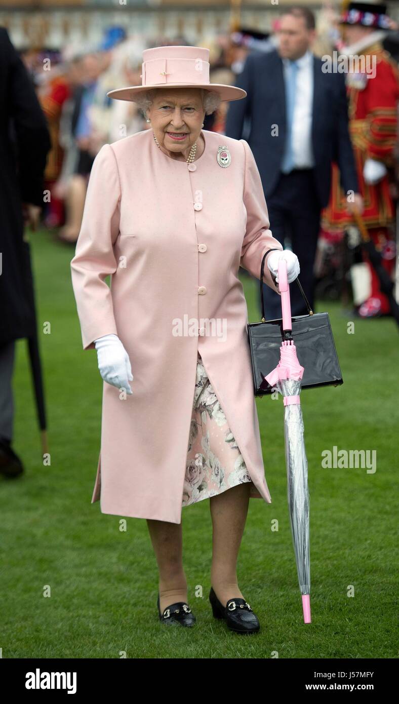 Queen Elizabeth II during a garden party at Buckingham Palace in London ...