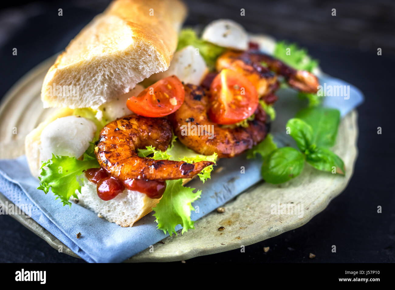 Sandwich with prawn and vegetables Stock Photo - Alamy
