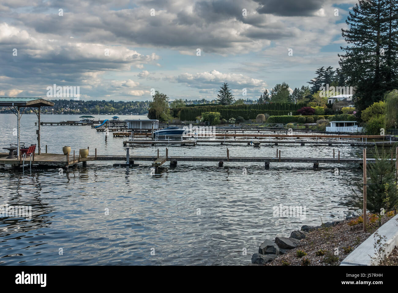 A view of boat docks near Seward Park in Seattle Stock Photo - Alamy