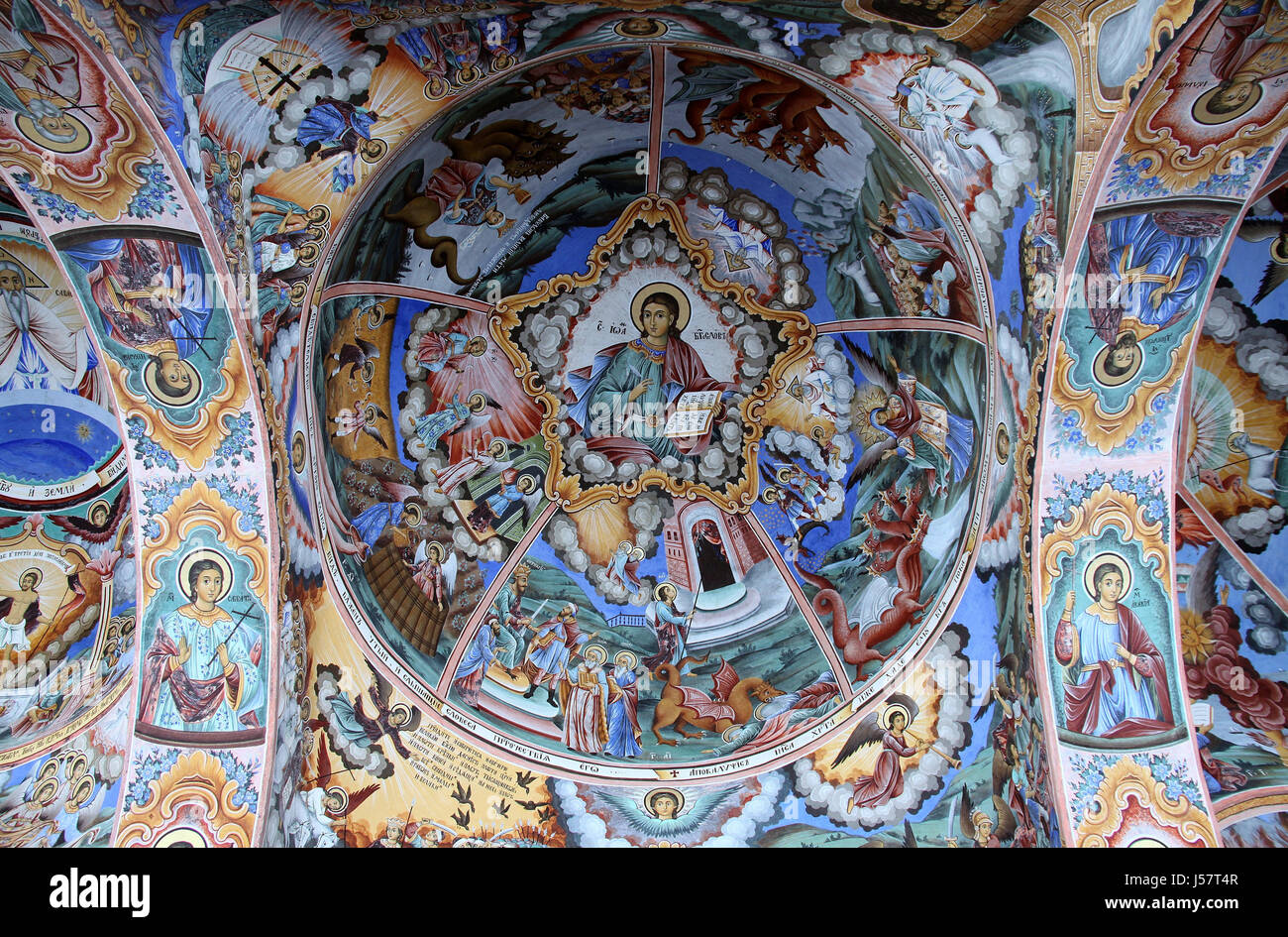 Religious fresco detail at Rila Monastery in Bulgaria Stock Photo - Alamy