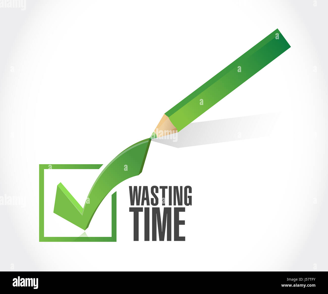 Wasting time check mark sign concept illustration isolated over white ...