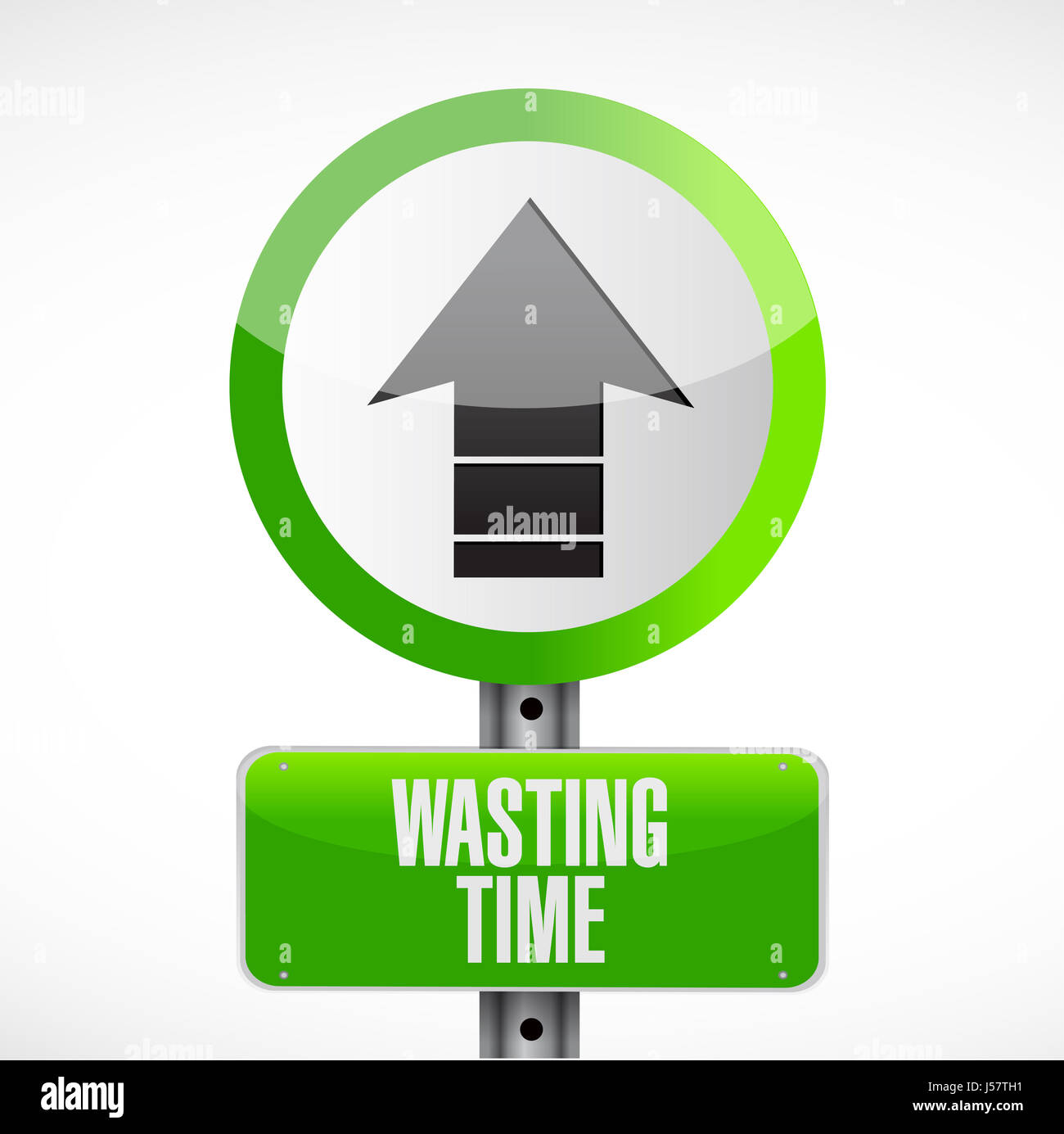 Wasting time road sign concept illustration isolated over white Stock ...