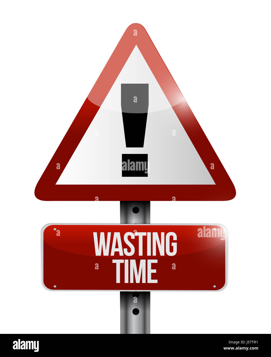 Wasting time warning road sign concept illustration isolated over white ...