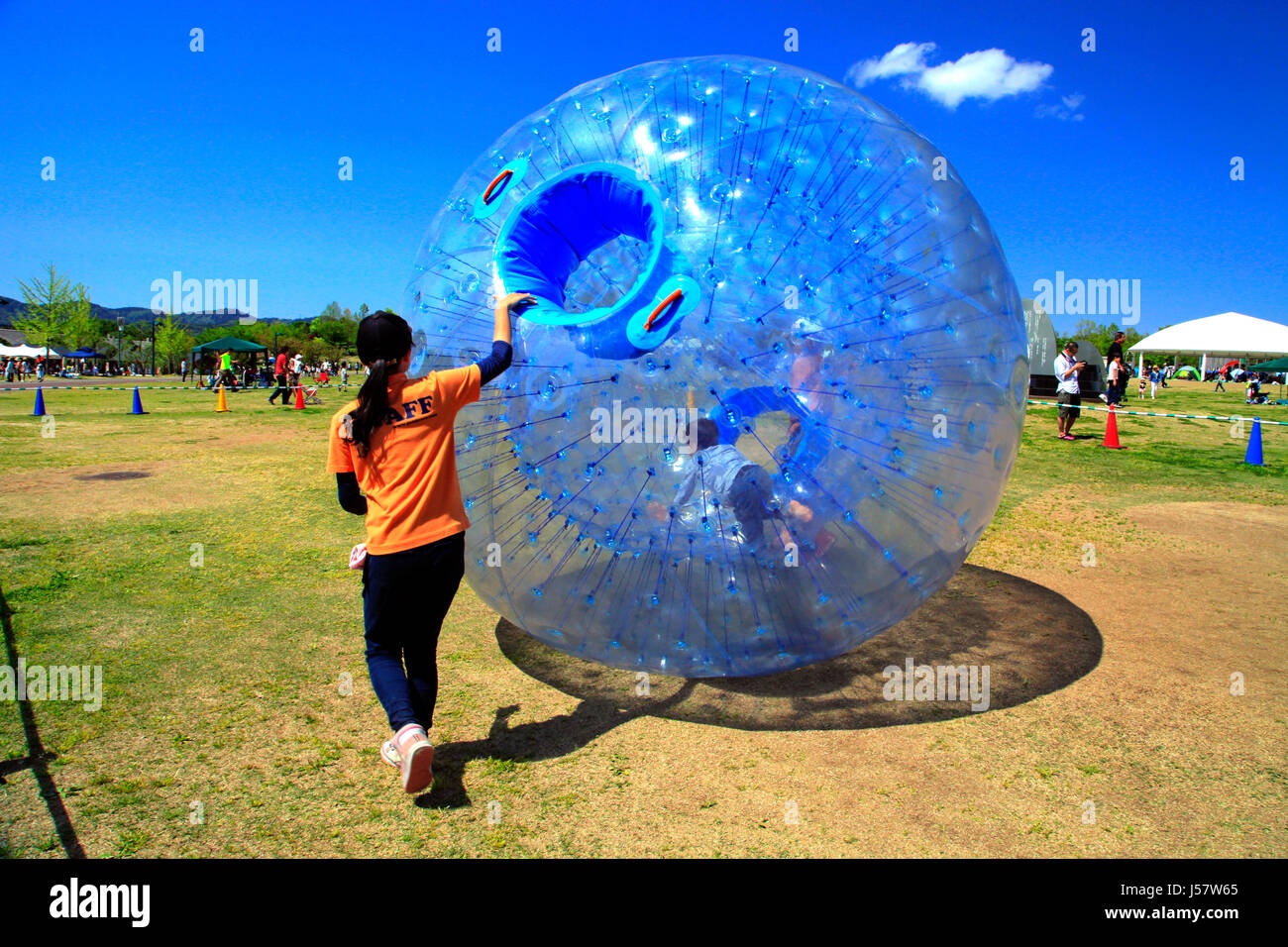 Zorbing at Echigo Hillside Park Nagaoka city Niigata Japan Stock Photo ...