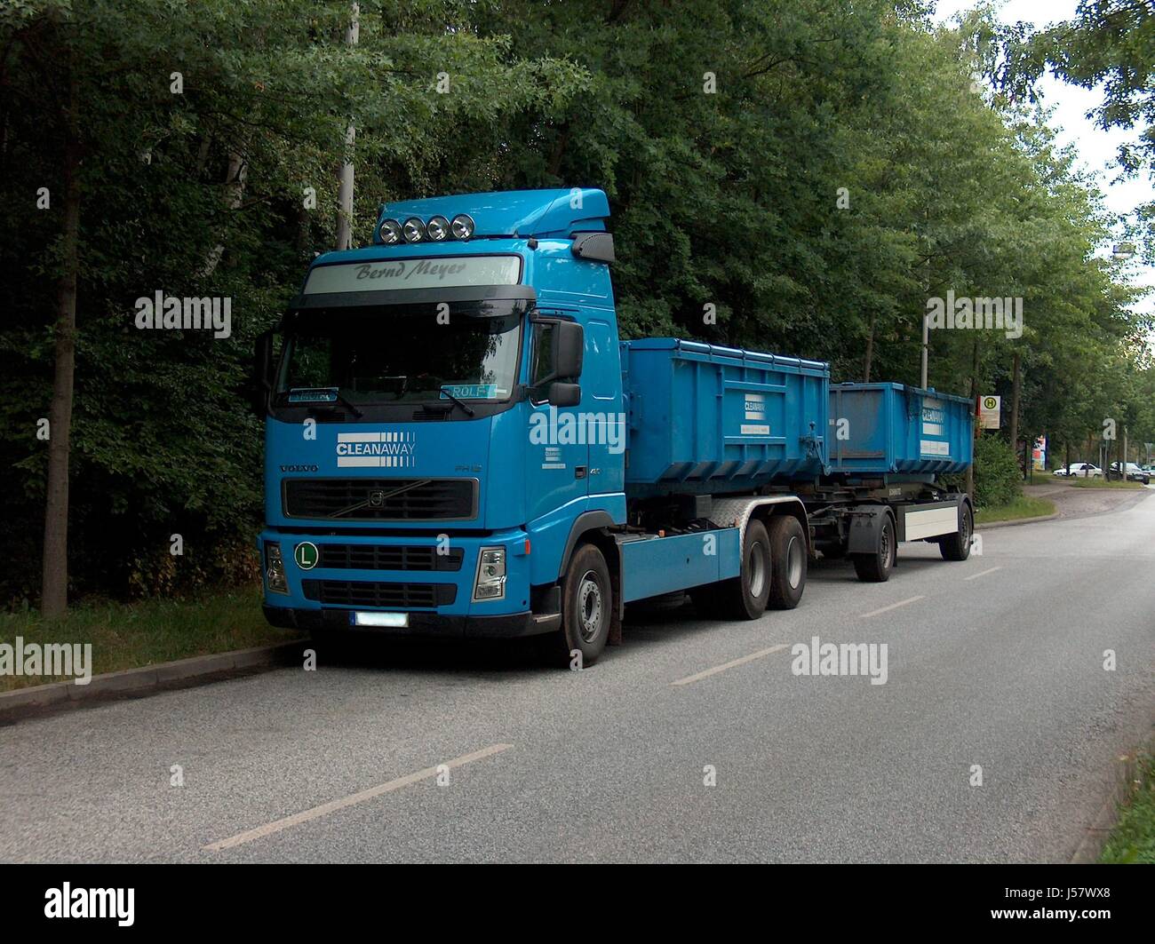 truck with garbage container exchange Stock Photo - Alamy