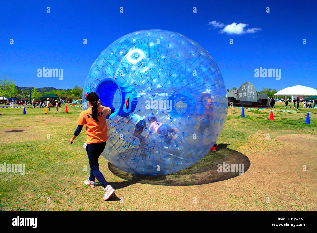 Zorbing at Echigo Hillside Park Nagaoka city Niigata Japan Stock Photo ...