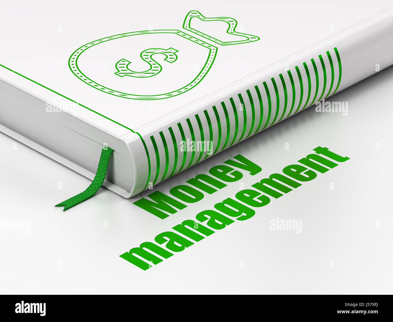 Money concept: book Money Bag, Money Management on white background ...