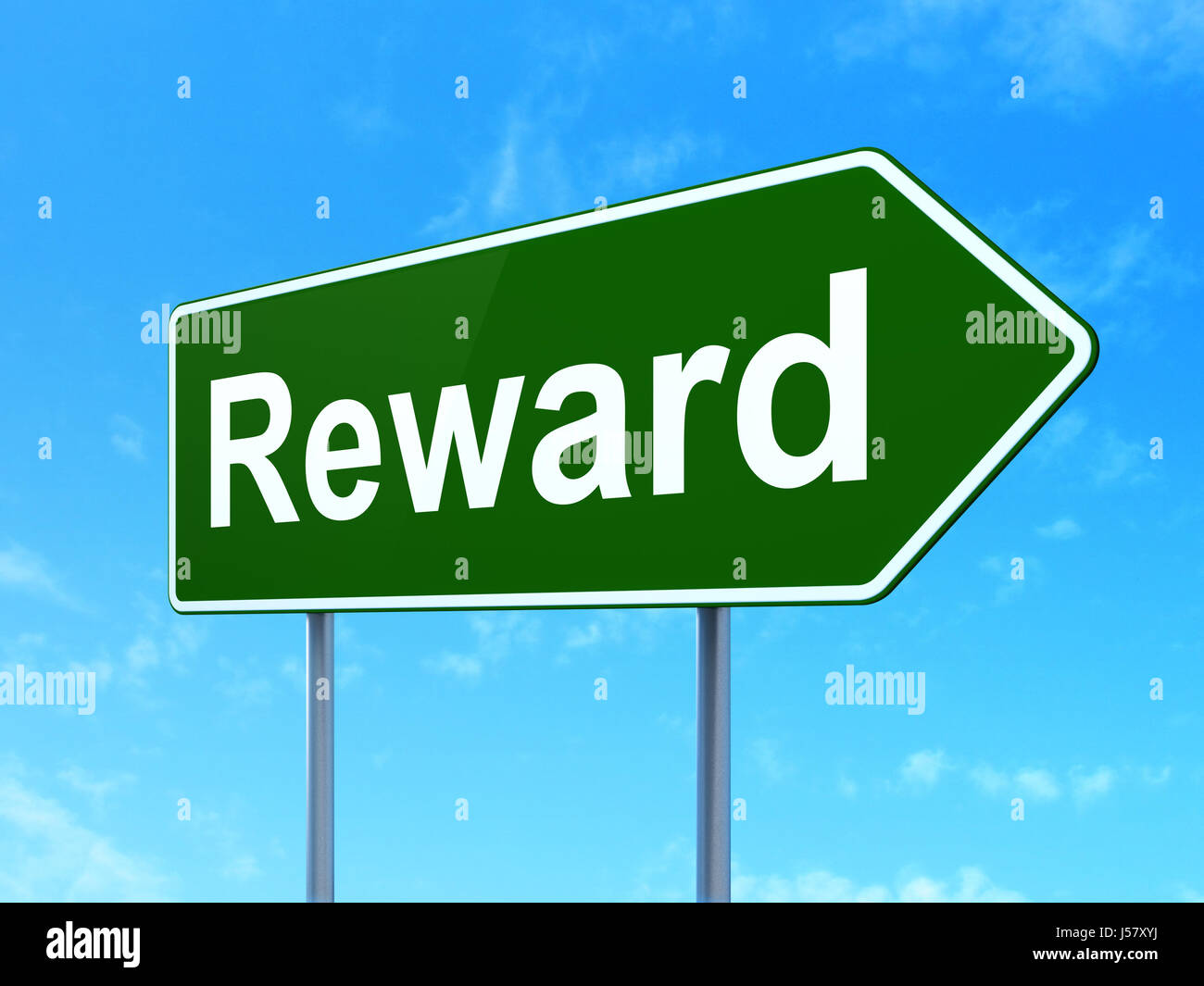 Finance concept: Reward on road sign background Stock Photo - Alamy