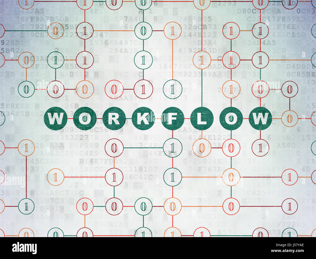 Business concept: Workflow on Digital Data Paper background Stock Photo ...