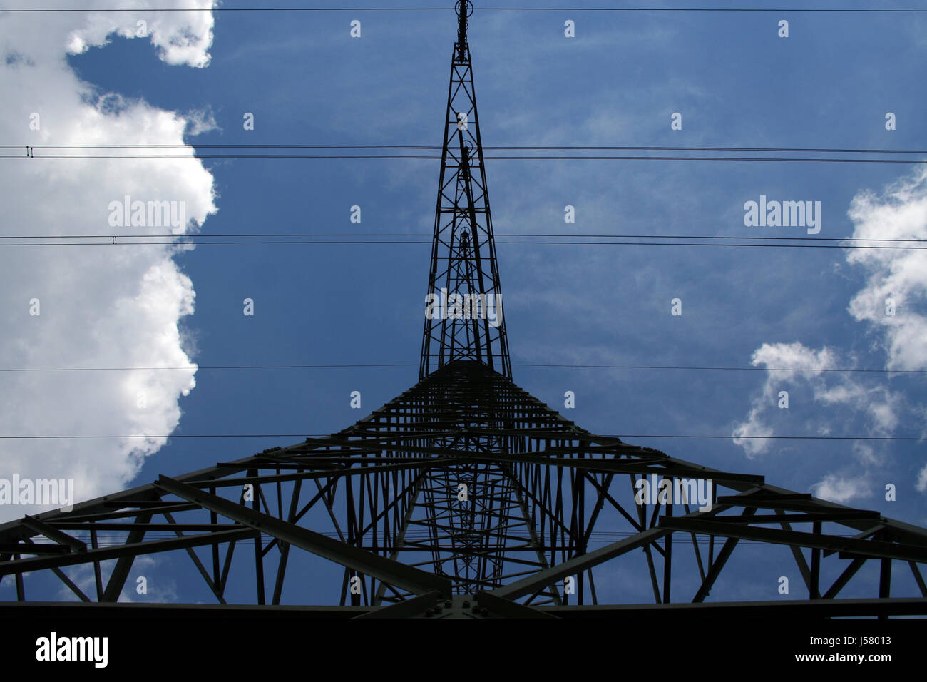 blue power station energy power electricity electric power high tension ...