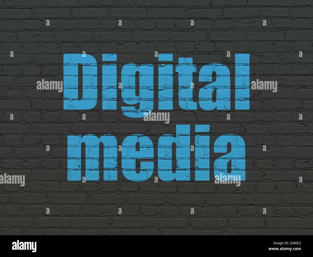 Advertising concept: Digital Media on wall background Stock Photo - Alamy