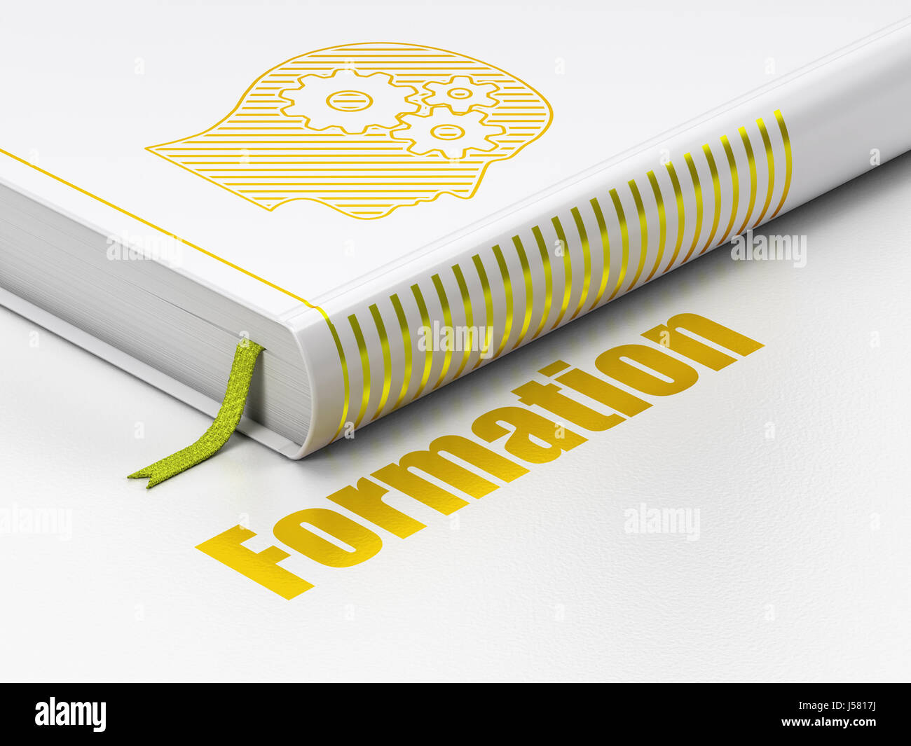 Education concept: book Head With Gears, Formation on white background ...