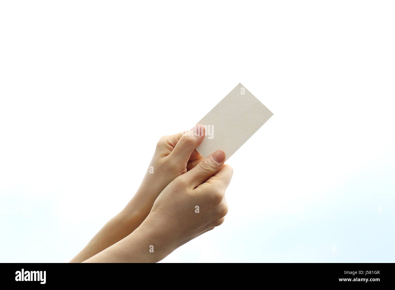 Woman Hand Holding Card Stock Photo - Alamy