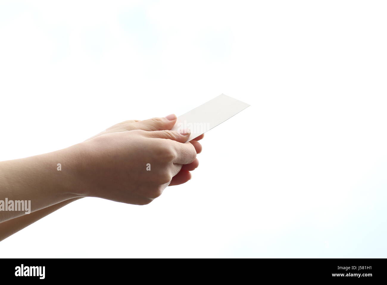 Woman Hand Holding Card Stock Photo - Alamy