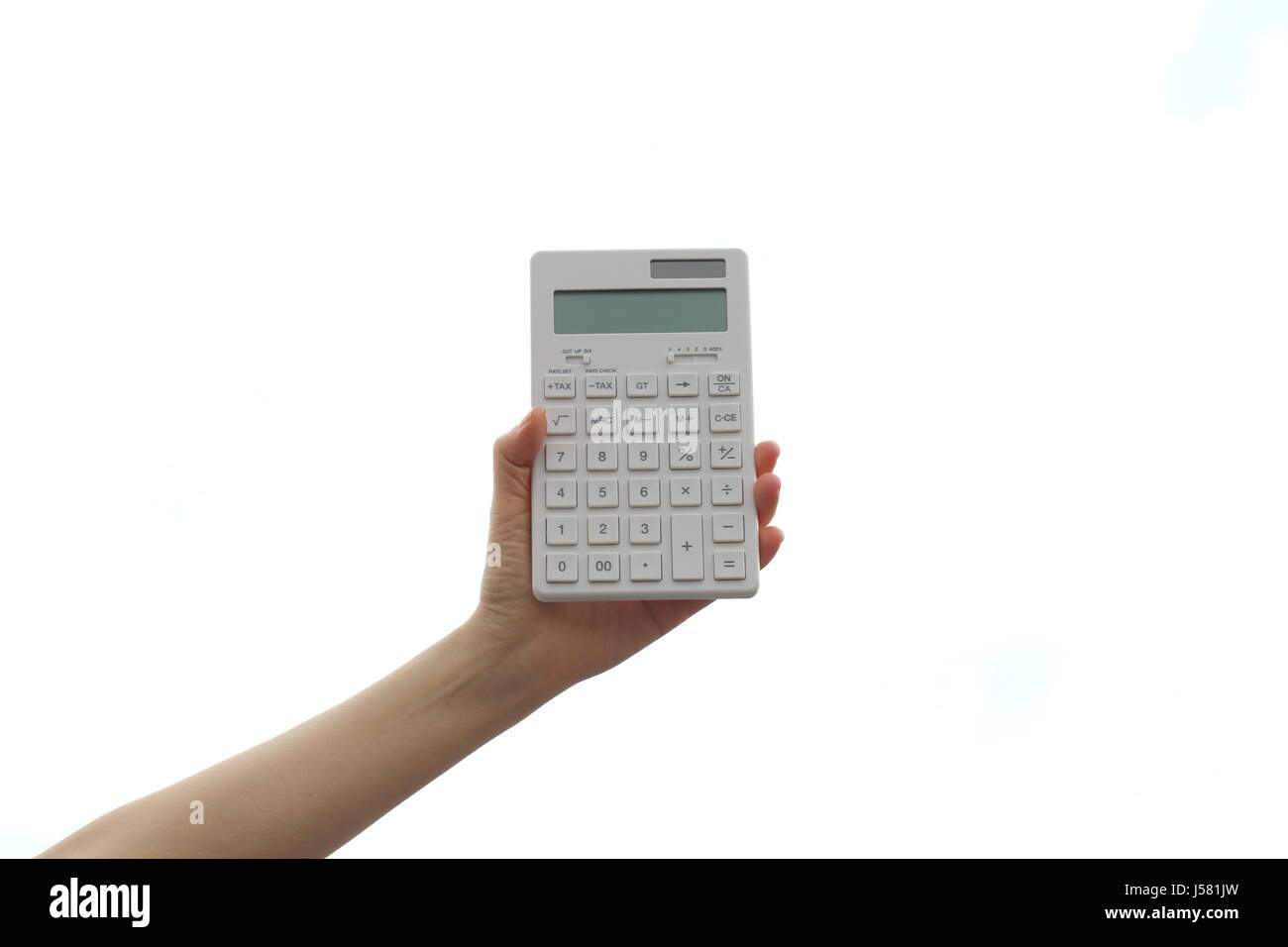 Woman Hand Holding Calculator Stock Photo - Alamy