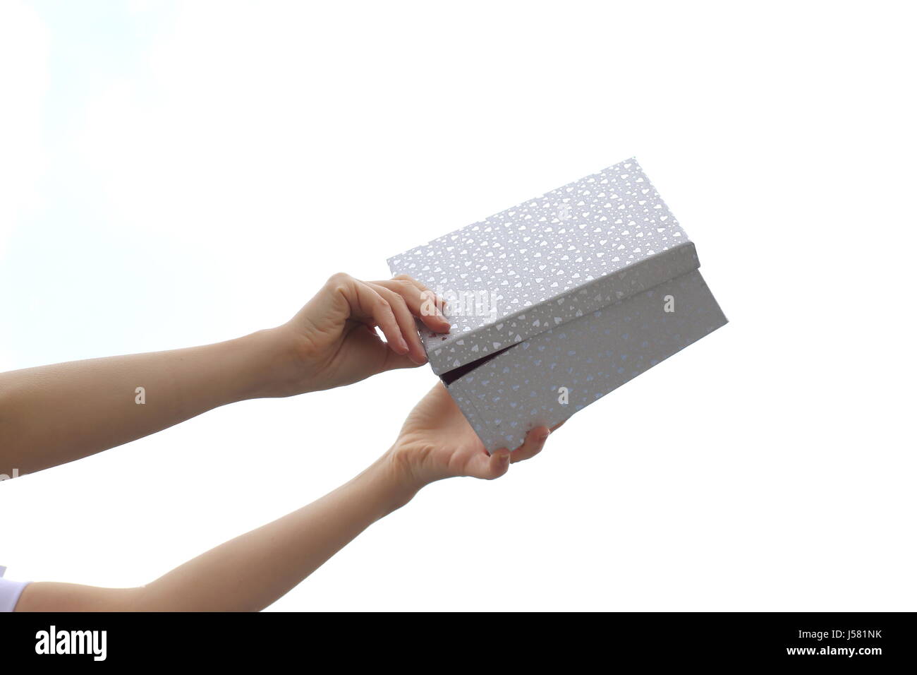 Woman Hand Holding Gift Box Stock Photo - Alamy