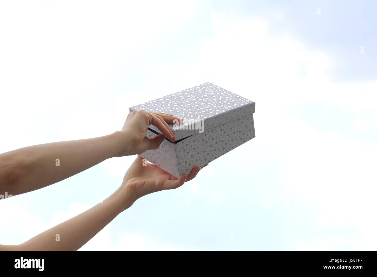 Woman Hand Holding Gift Box Stock Photo - Alamy