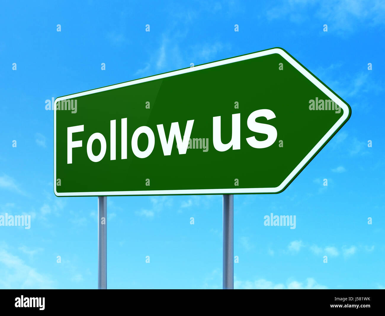 Social media concept: Follow us on road sign background Stock Photo - Alamy