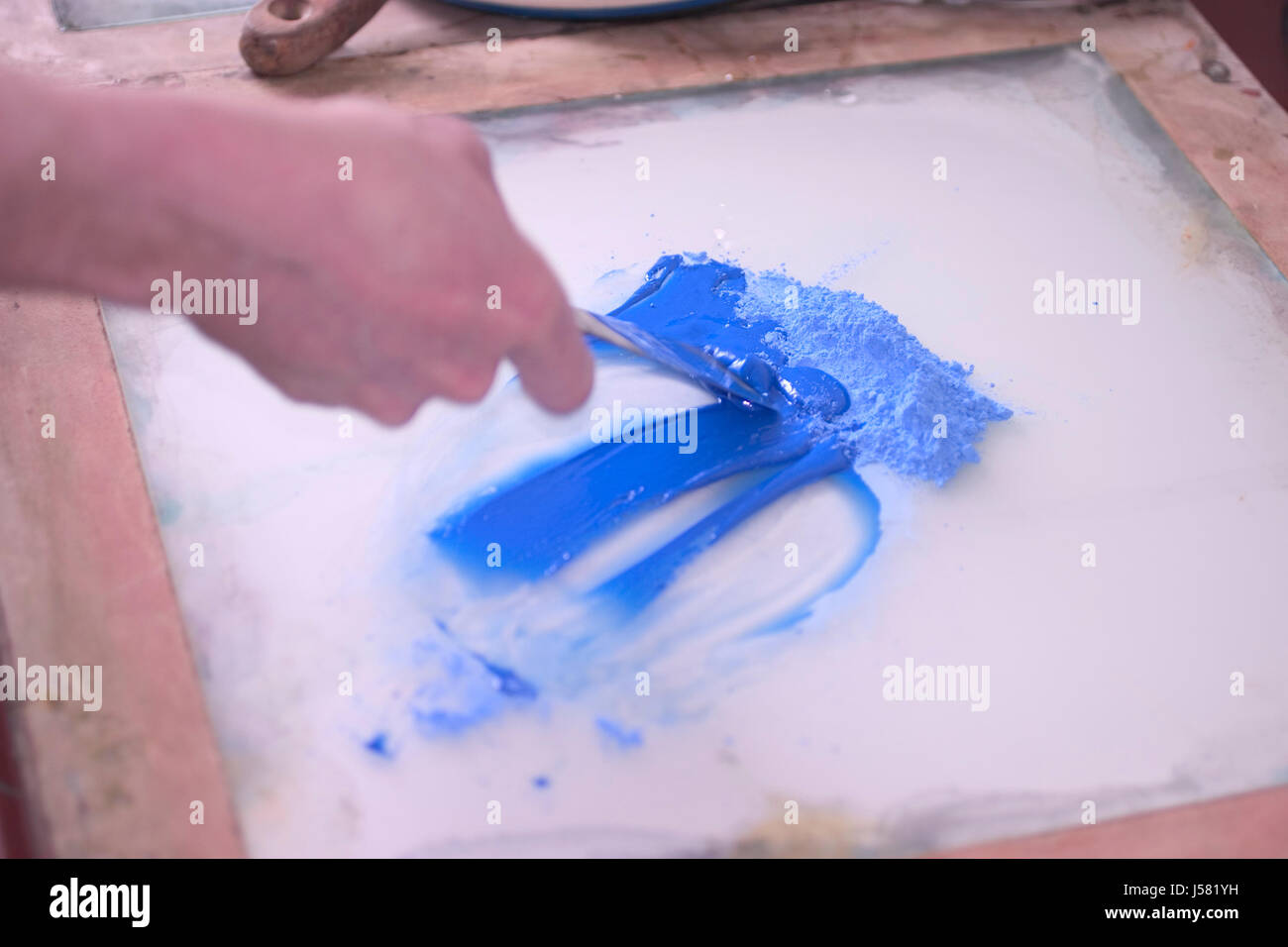 mixing the color for the screen printing method Stock Photo - Alamy