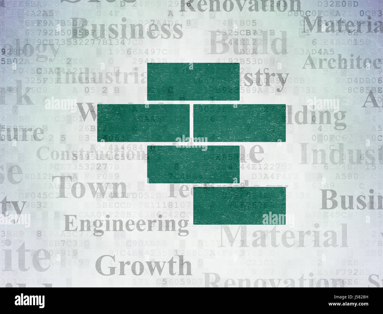 Building construction concept: Bricks on Digital Data Paper background ...