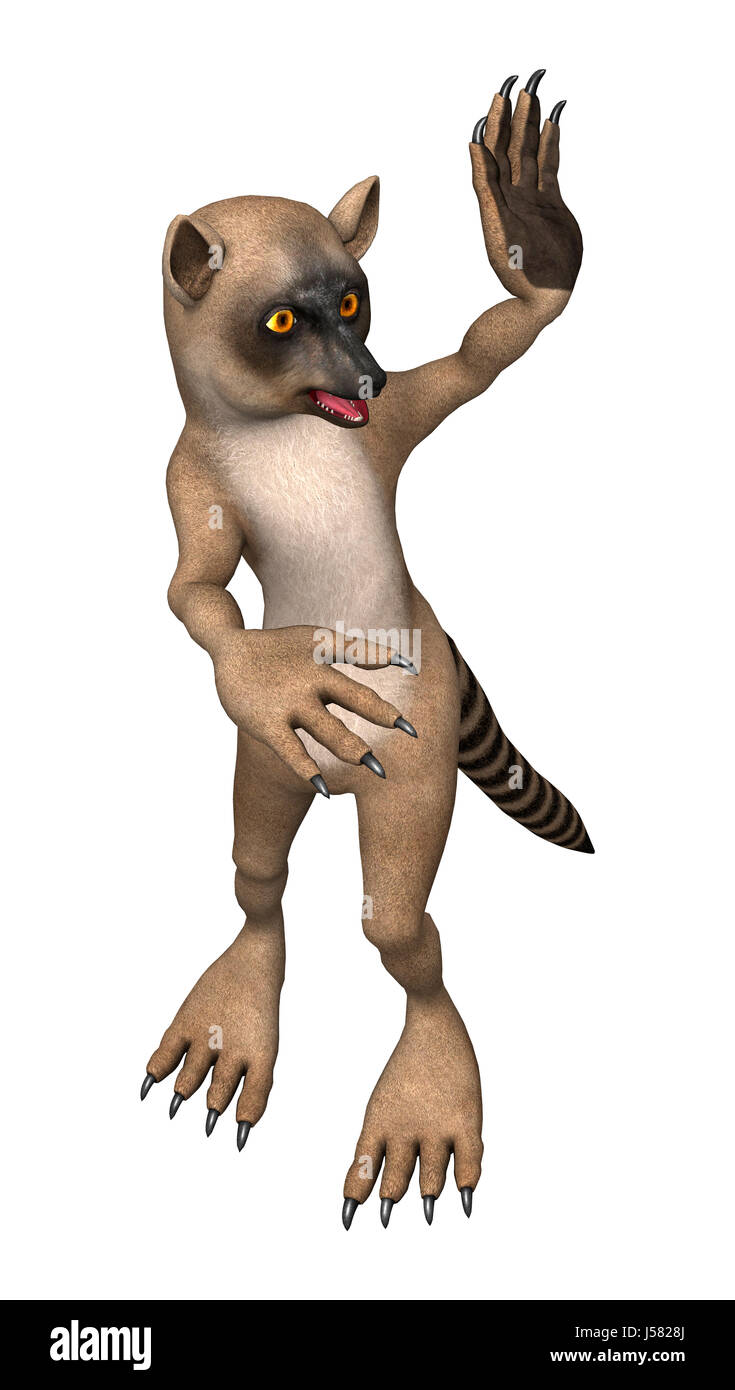 3D rendering of a cartoon lemur isolated on white background Stock ...