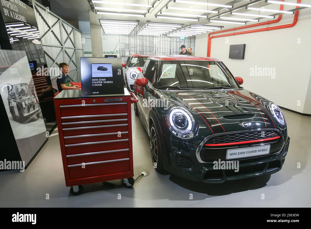 MUNICH, GERMANY - MAY 6, 2017 : People sightseeing the exhibited Mini ...