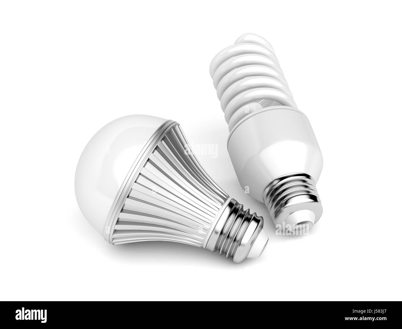 LED and CFL light bulbs on white background Stock Photo - Alamy