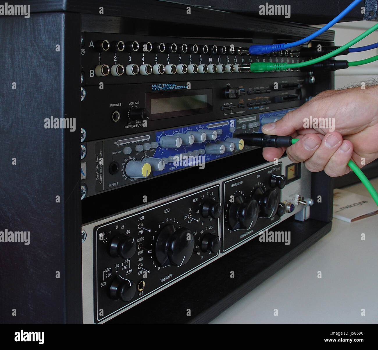 hand music sound plug audio recording studio jack connector synthesized ...