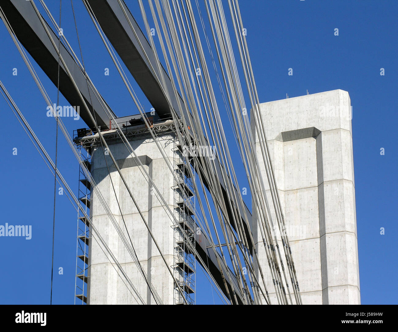 bridge concrete steel motorway highway steel cable tether construction ...