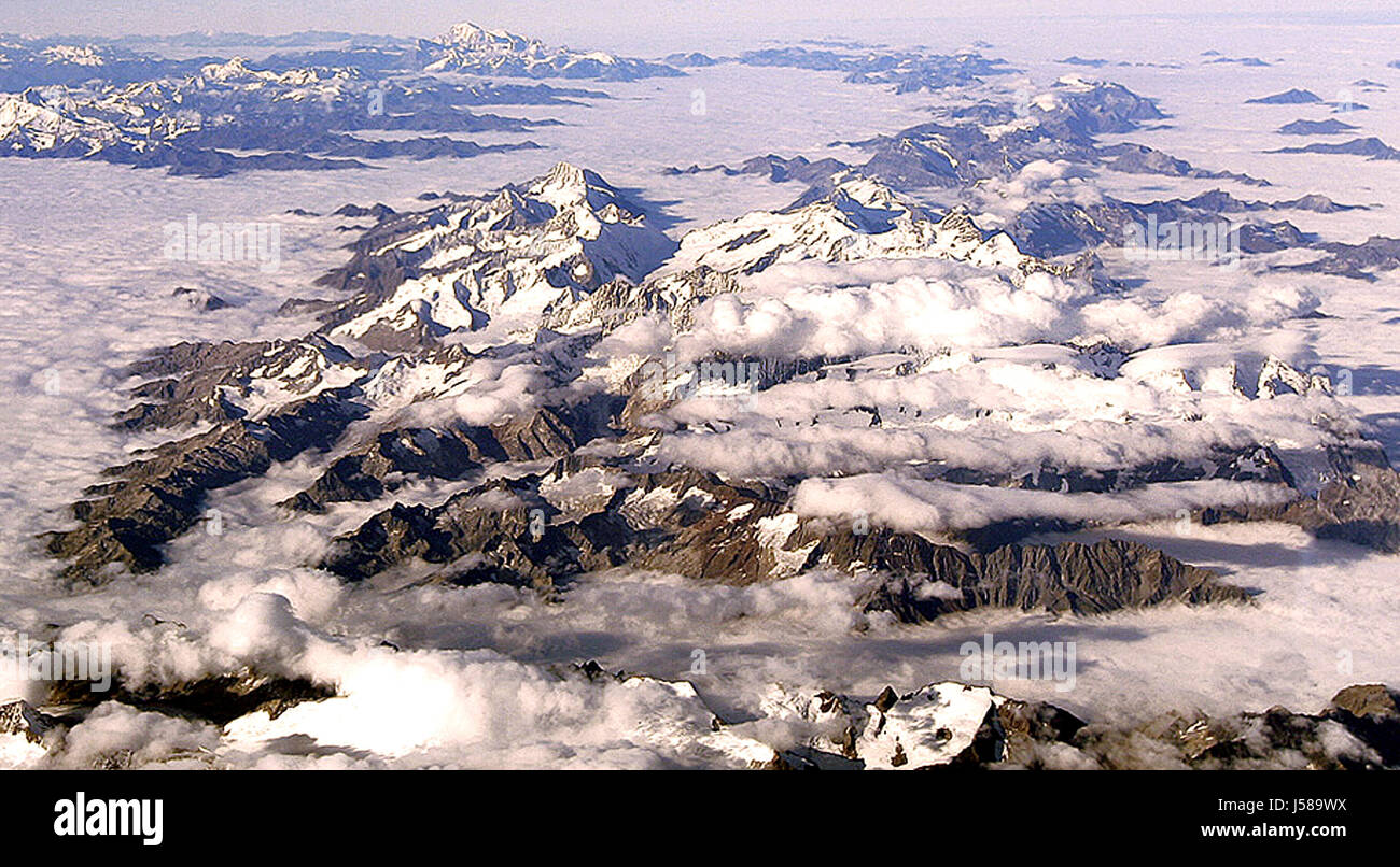 ice firmament sky aircraft aeroplane plane airplane snow mountain fly ...