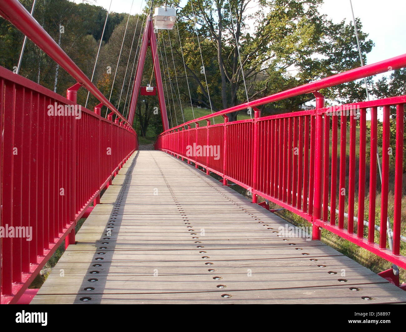 bridge steel metal suspension bridge railing swinging swing commute ...