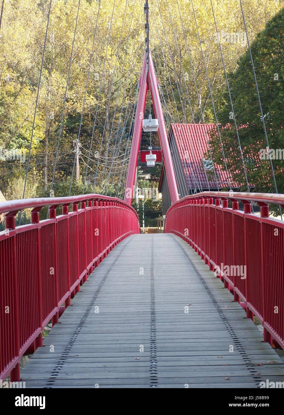 bridge steel metal suspension bridge railing swinging swing commute ...