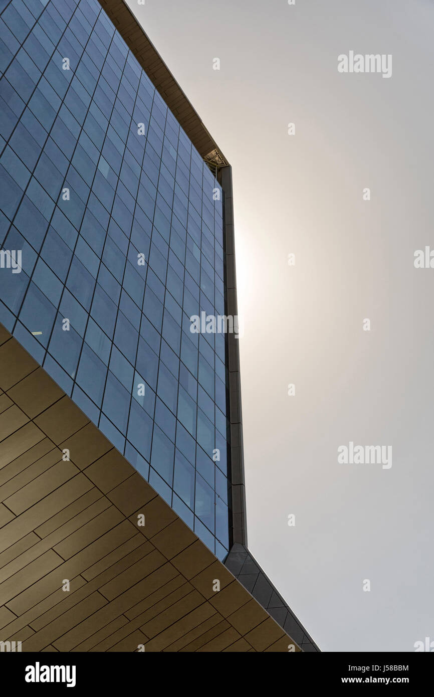 Corner detail of a modern building facade on a bright sunny day with ...