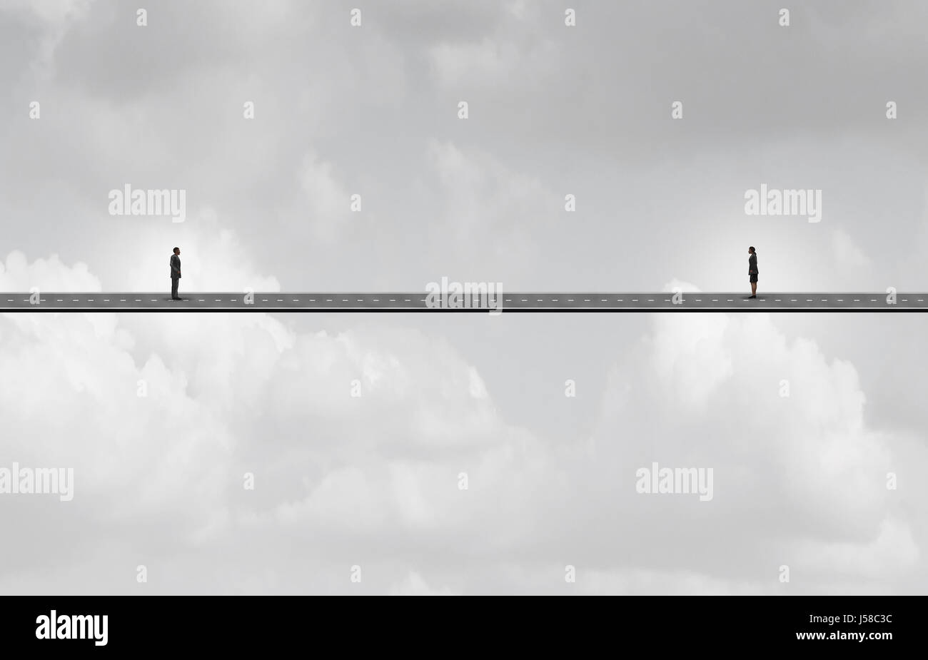 Far apart concept or divided people as a separated couple with great ...