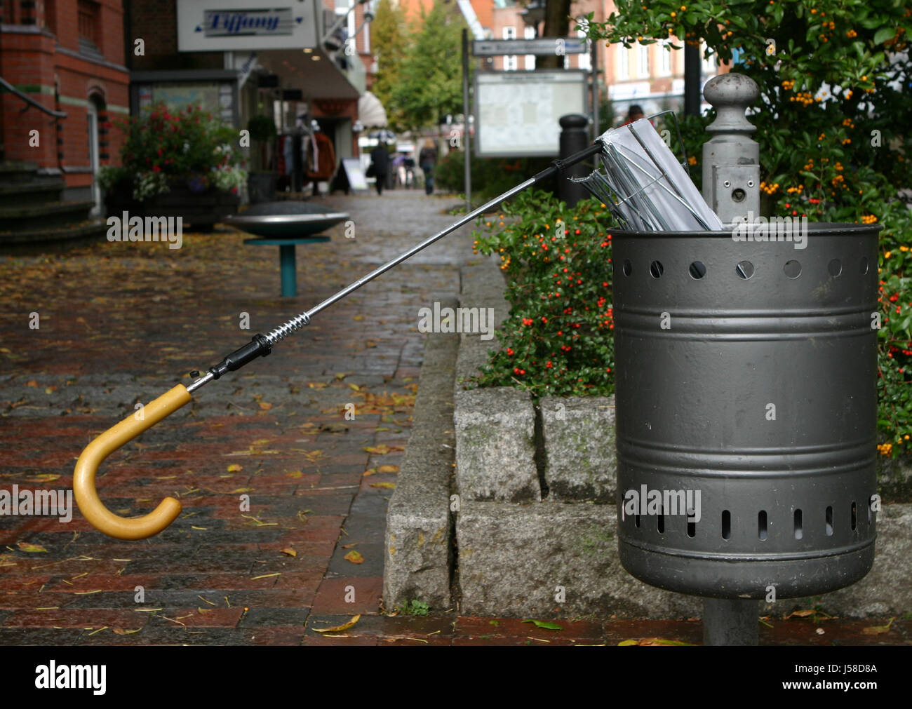 umbrella broken wet garbage can stormy unusable storm gale nature ...