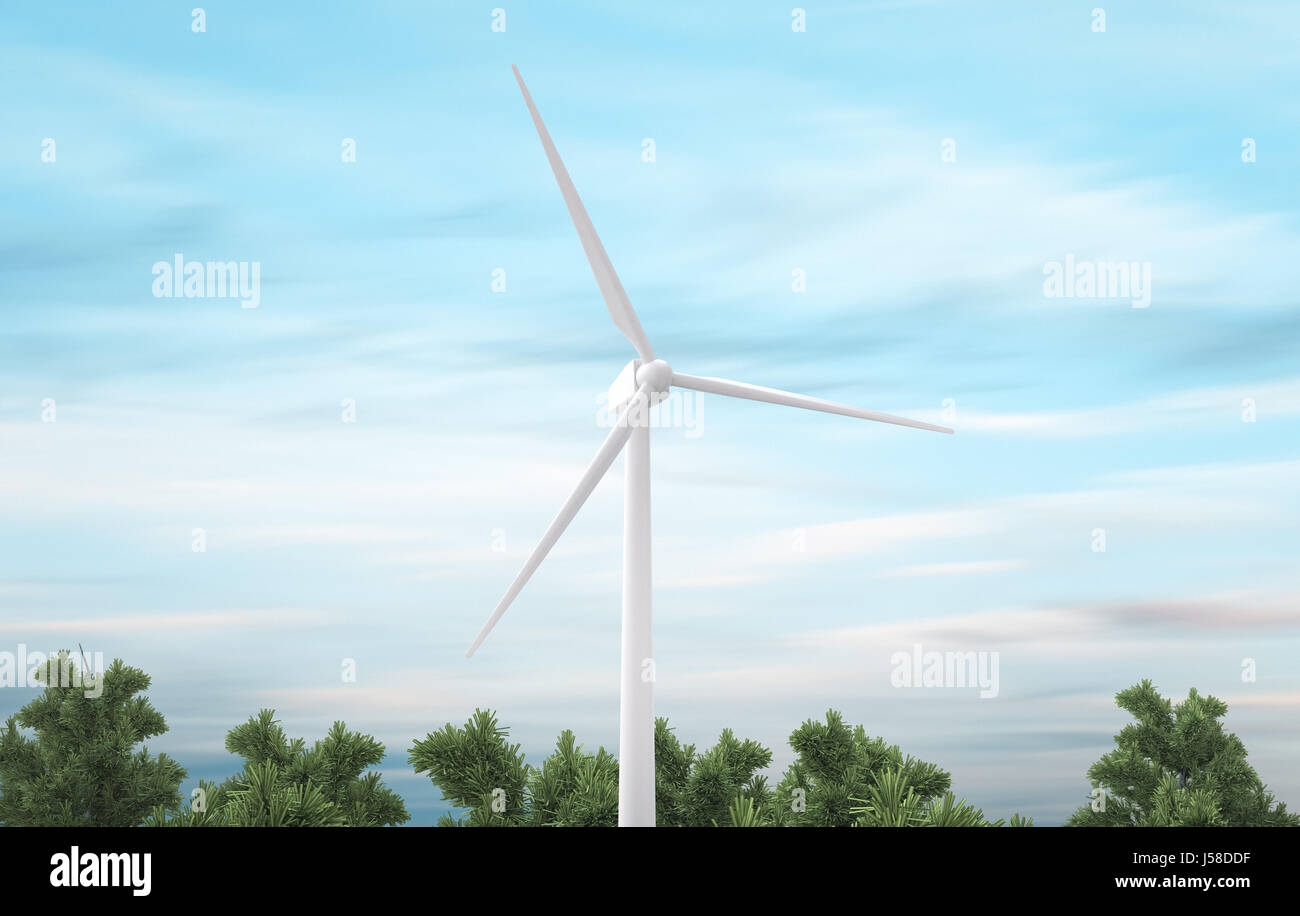 Wind turbine, wind energy, render Stock Photo - Alamy