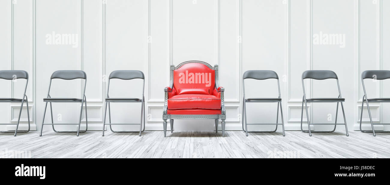 Armchair between chairs, power, president, render Stock Photo - Alamy