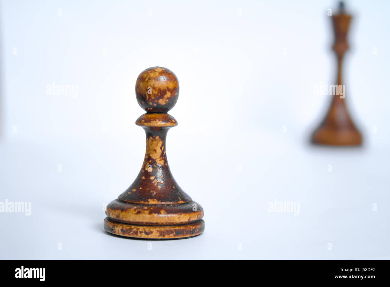 Old chess Board with wooden pieces on a white background Stock Photo ...