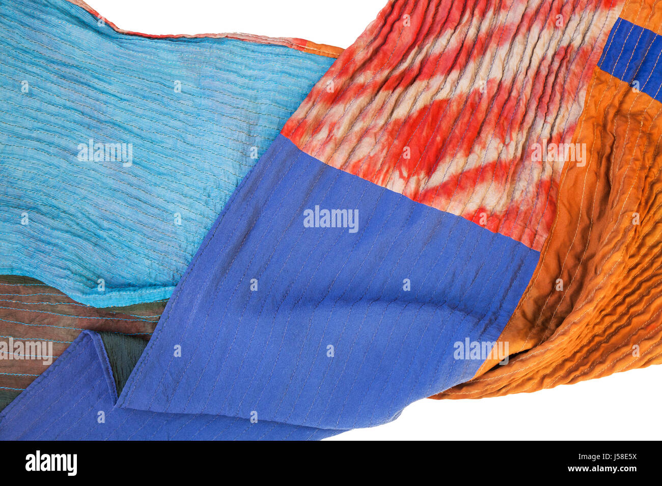 stitched patchwork scarf from batik and painted silk fabric pieces ...