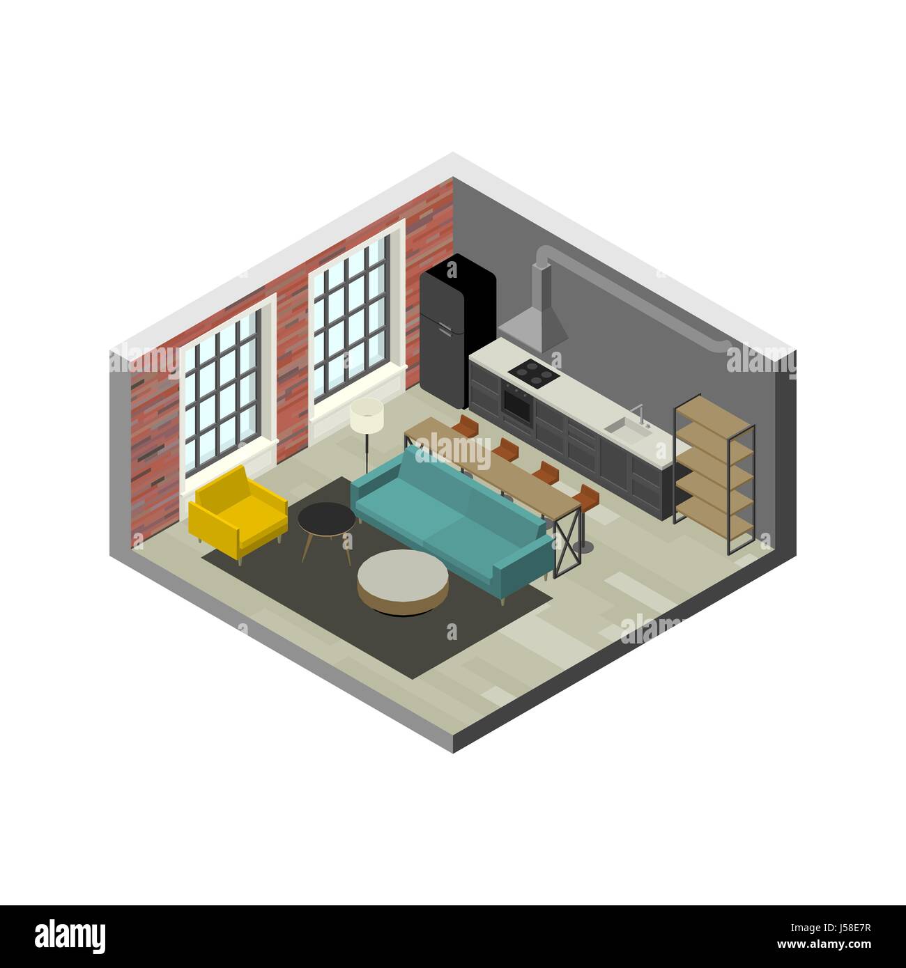 Living room loft style Stock Vector Images - Alamy