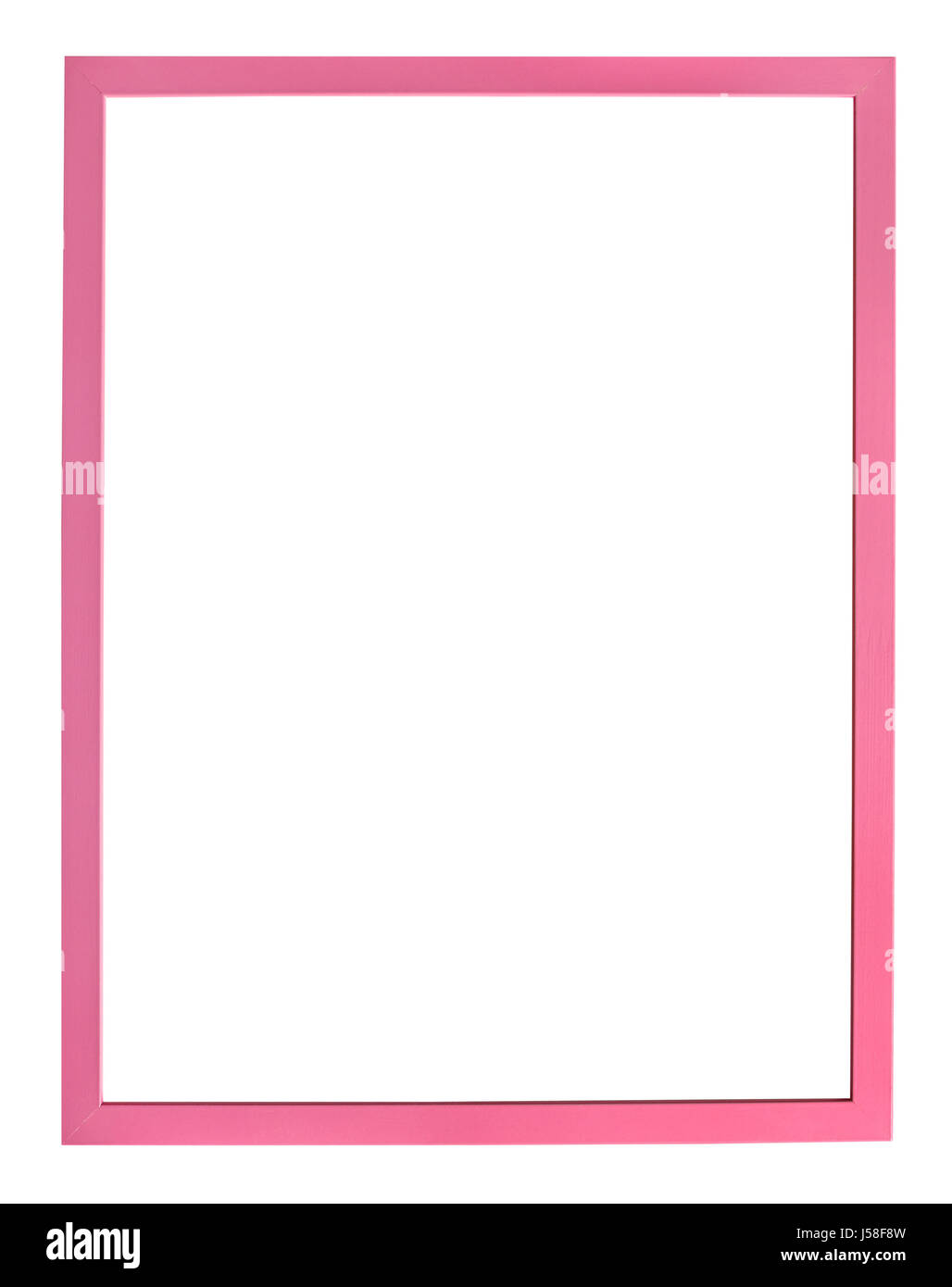 vertical modern pink picture frame with cut out canvas isolated on ...