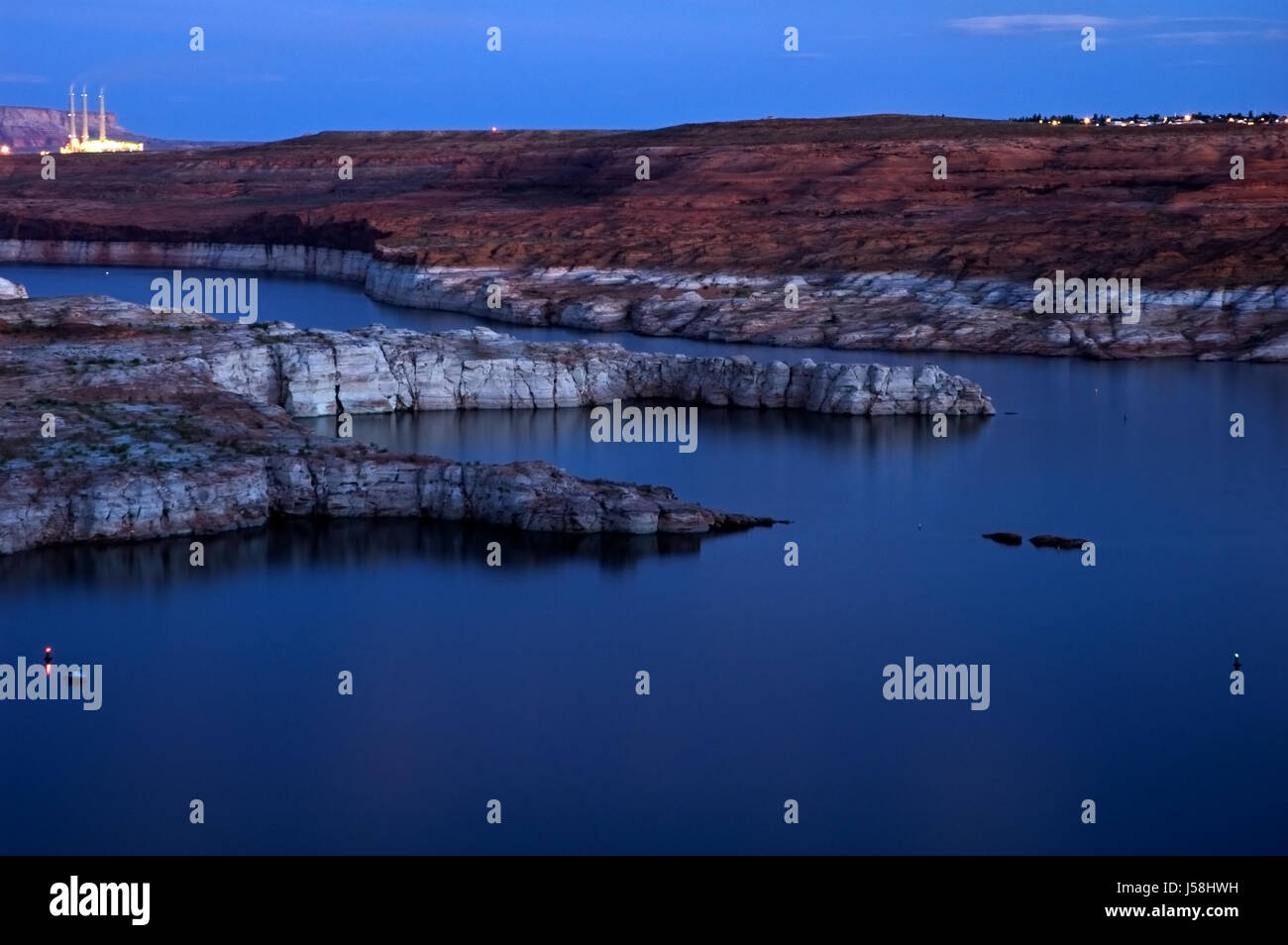 blue power station night photograph lights usa america arizona ...