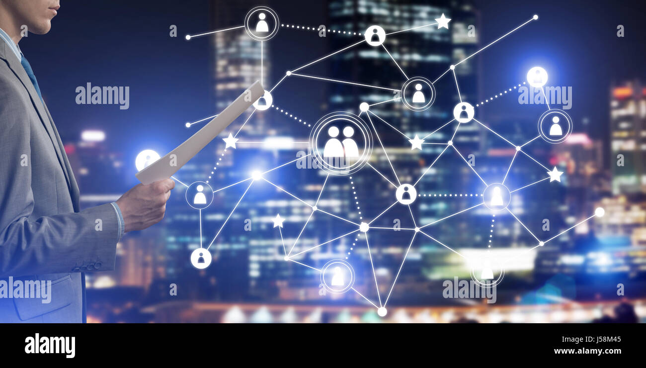 Concept of modern business networking that connect and cooperate people ...