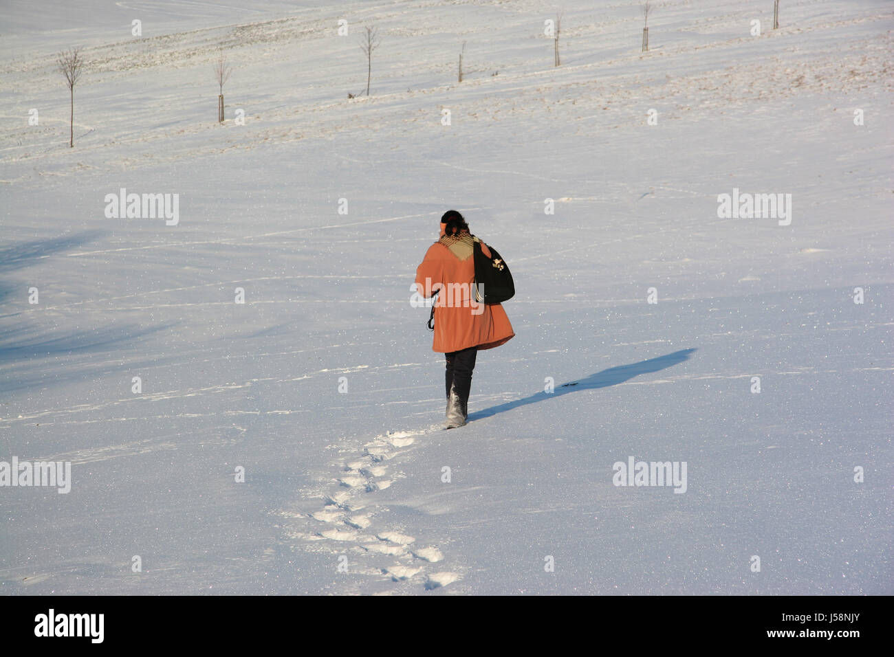 woman walk go going walking winter human human being blank european ...