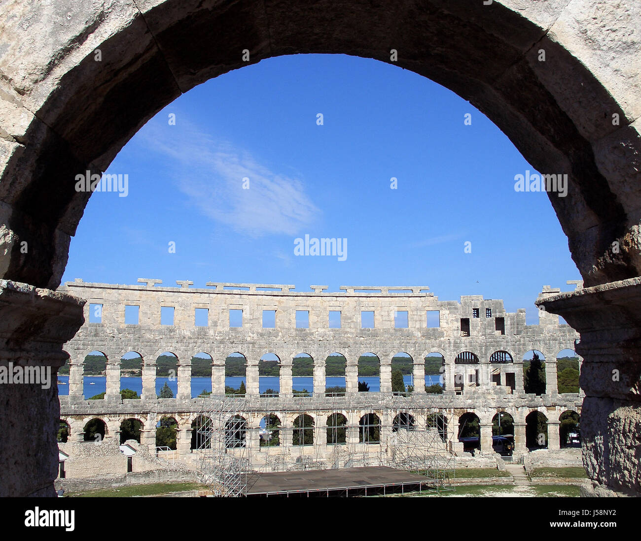 blue inside historical monument tree trees arc ruin idea perspective ...