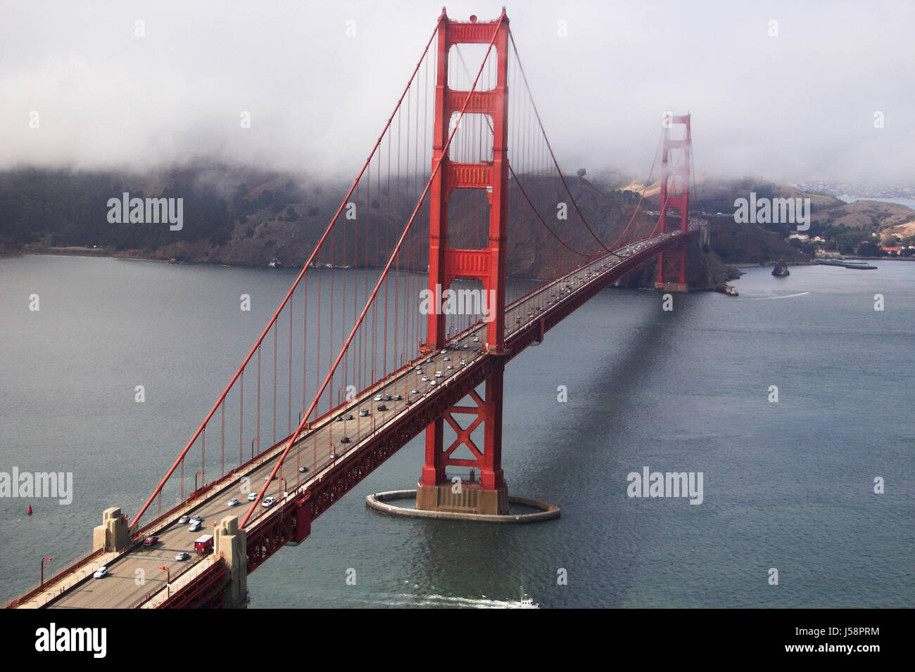 aerial perspective traffic transportation bridge processor bridge fog ...